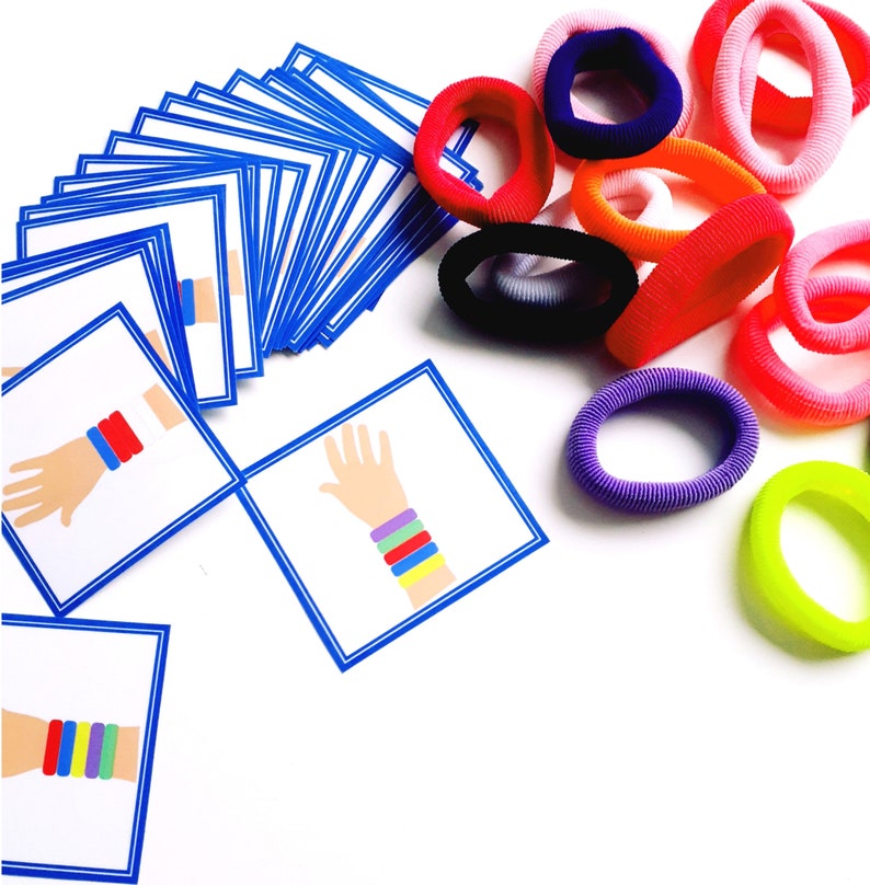 Pattern Activity With Hair Ties, Fine Motor Skills, Homeschool ...
