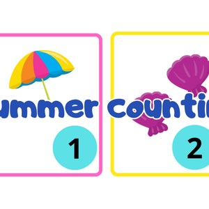 Summer Number Flash Cards, Printable Counting Cards Activity - Etsy