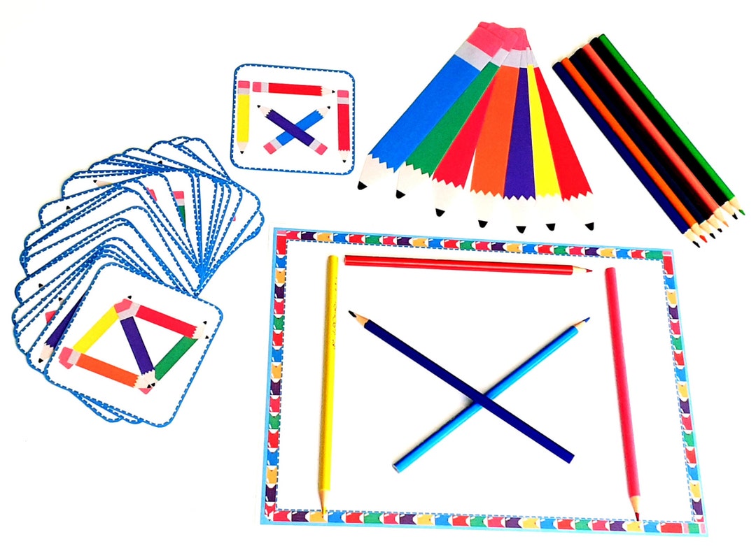 Pencil Pattern Activity, Pattern Strips, Color Matching Game, Color ...