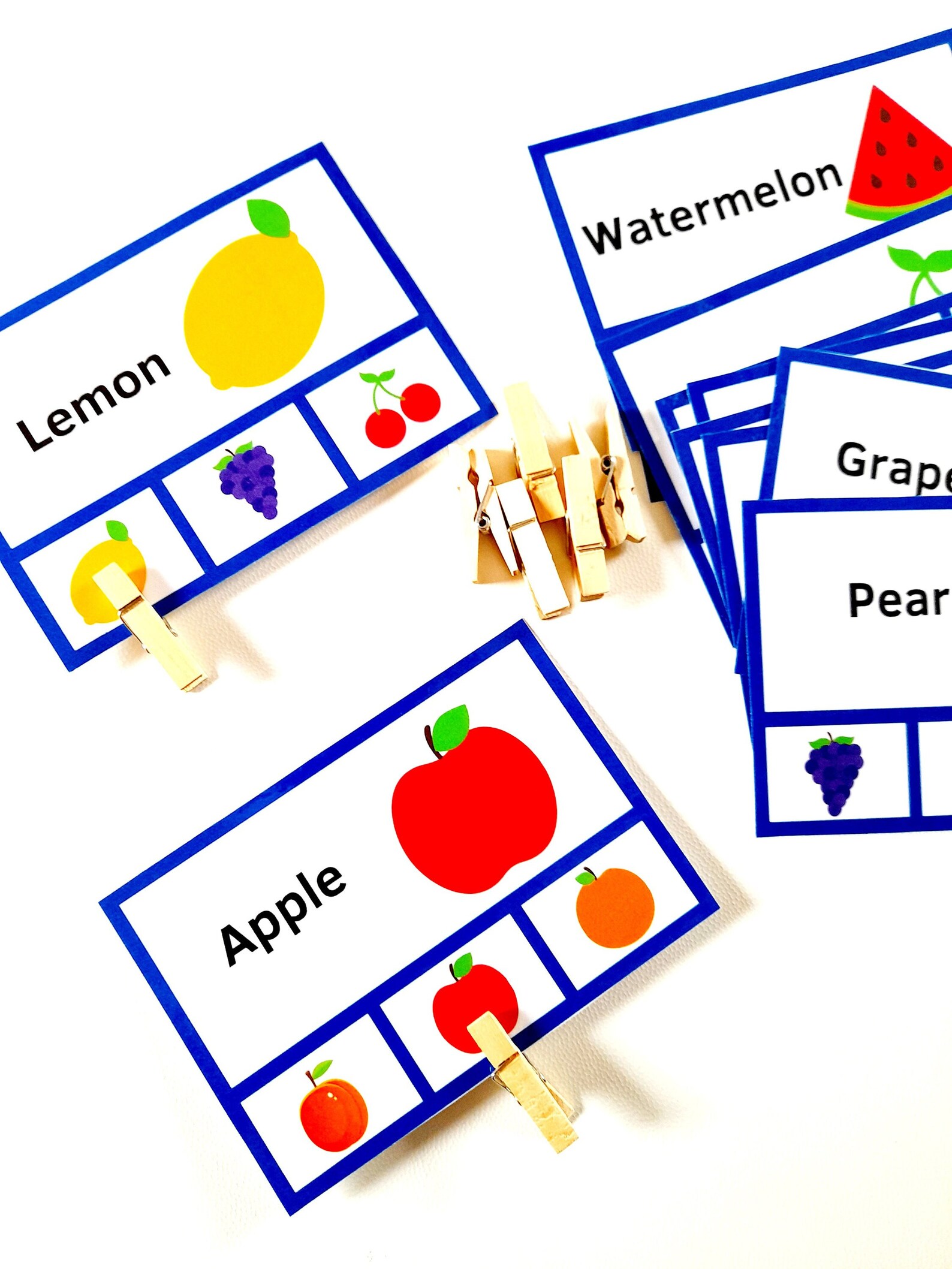 Matching Fruits Flash Cards , Memory Game, Printable Game for ...