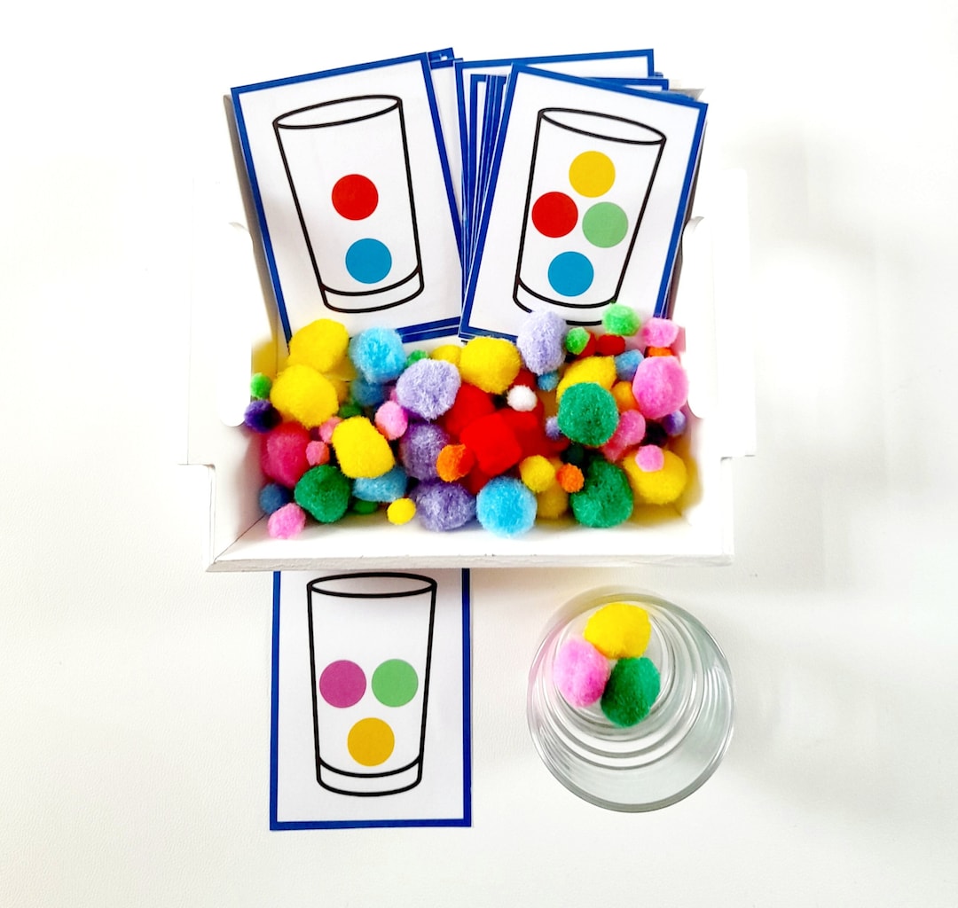 Color Activity With Pompoms and Fine Motor Activities for Toddlers and ...