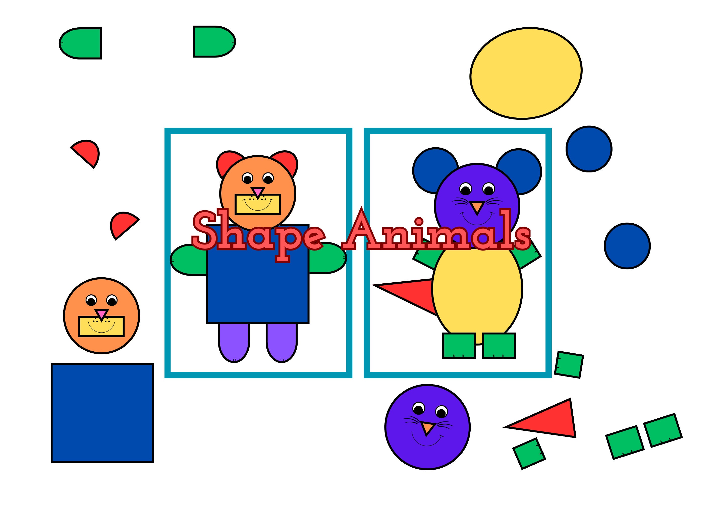 Shape Animals, Shape Matching Game, Puzzle Activity With Shapes. - Etsy