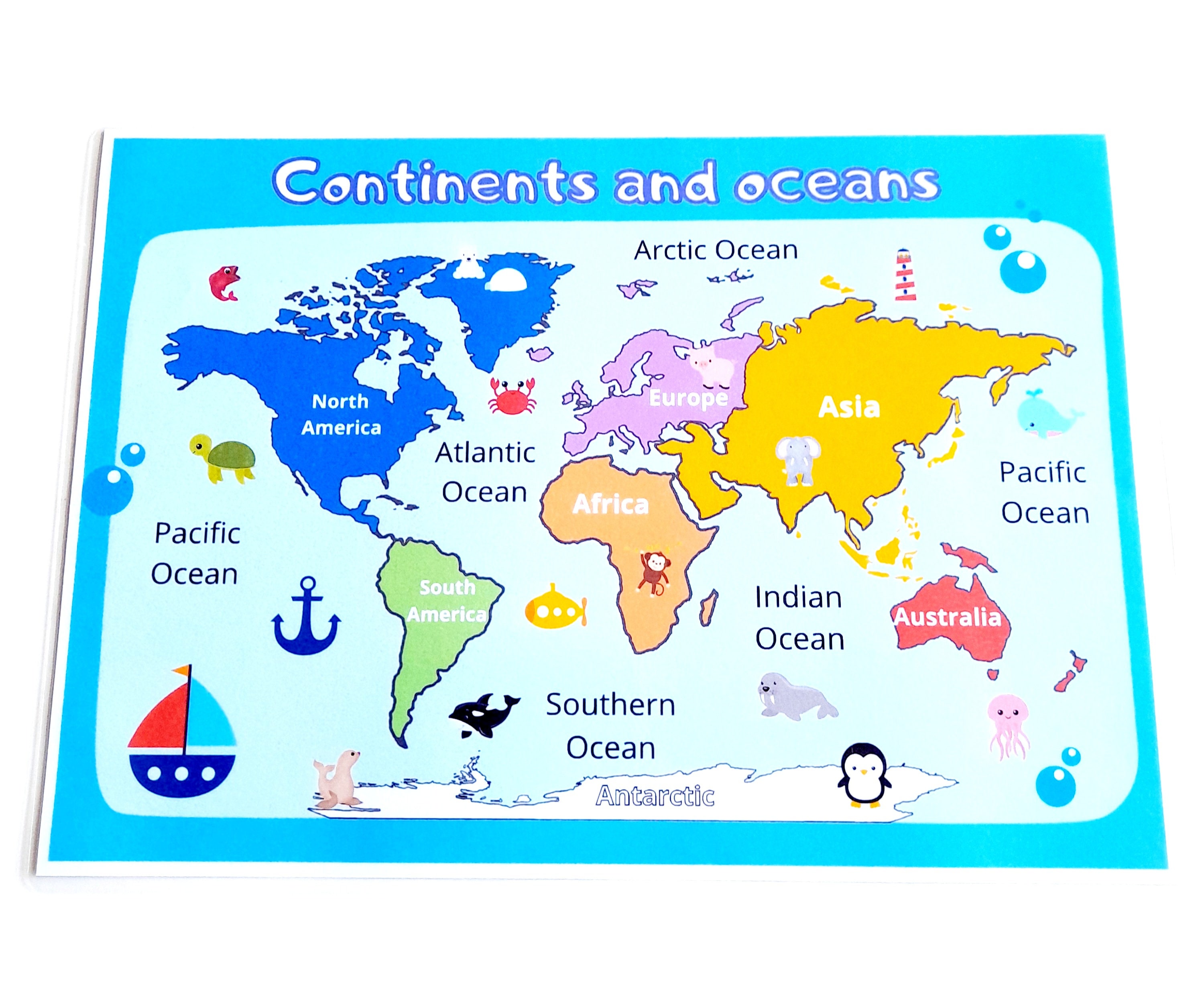 Continents and Oceans, Geography Worksheet, Printables Homeschool ...