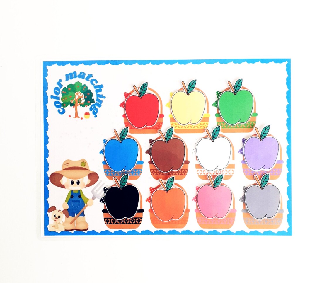 Apple Color Matching Game, Fine Motor Activity - Etsy