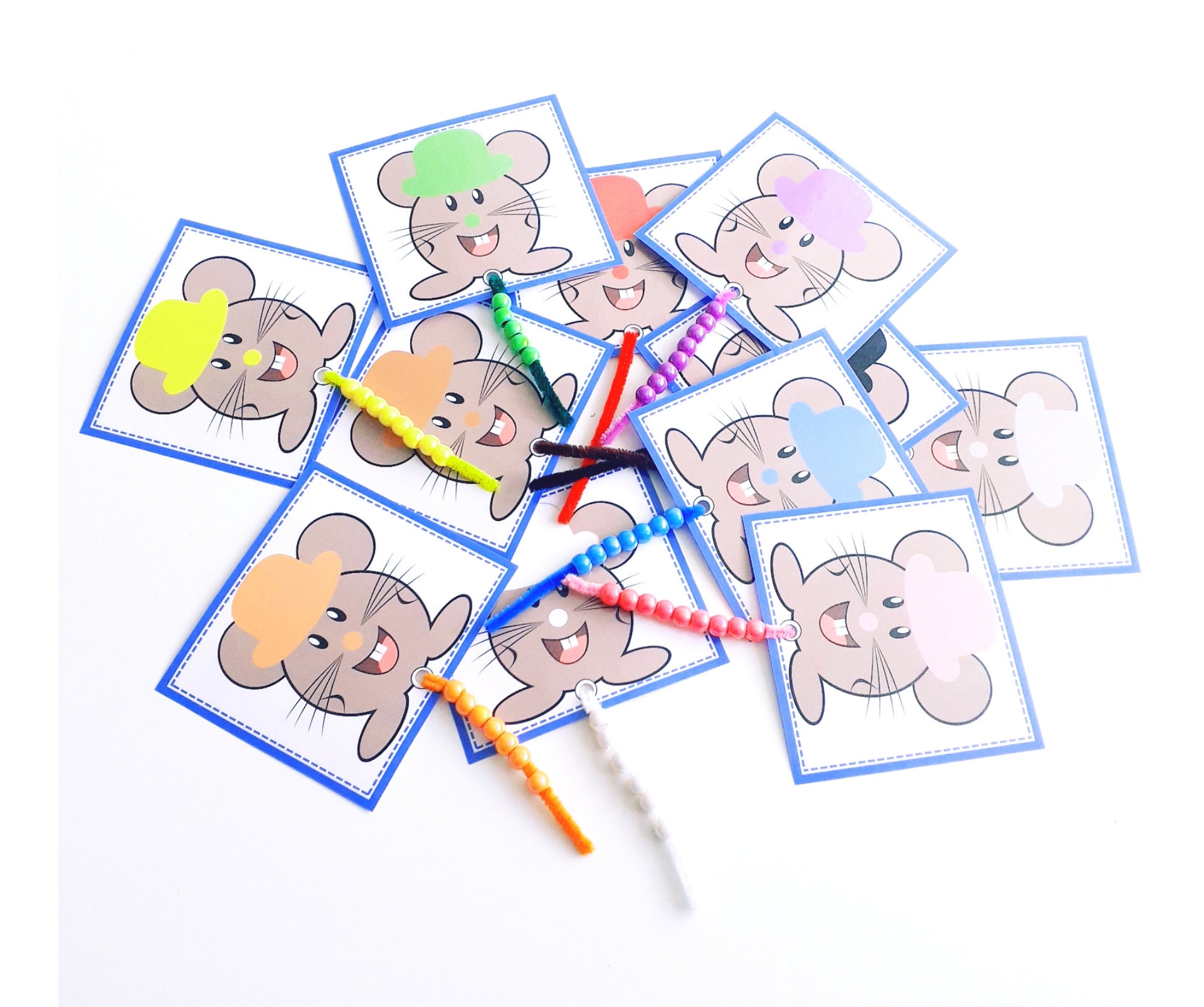 Color Sorting, Color Sorting Pipe Cleaner and Bead, Fine Motor Skills ...