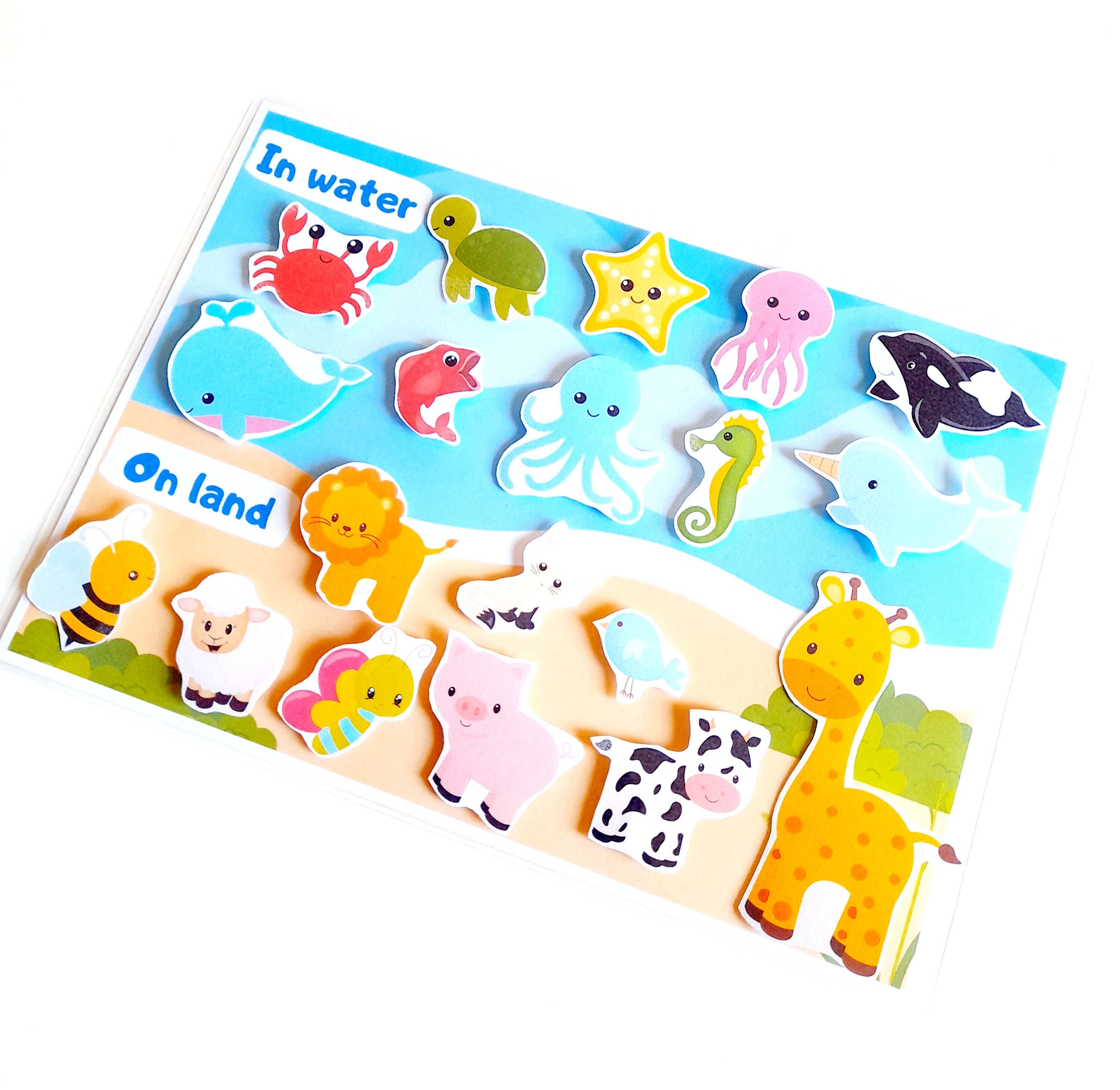 Sorting Land Animals and Water Animals for Toddlers and - Etsy