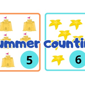 Summer Number Flash Cards, Printable Counting Cards Activity - Etsy