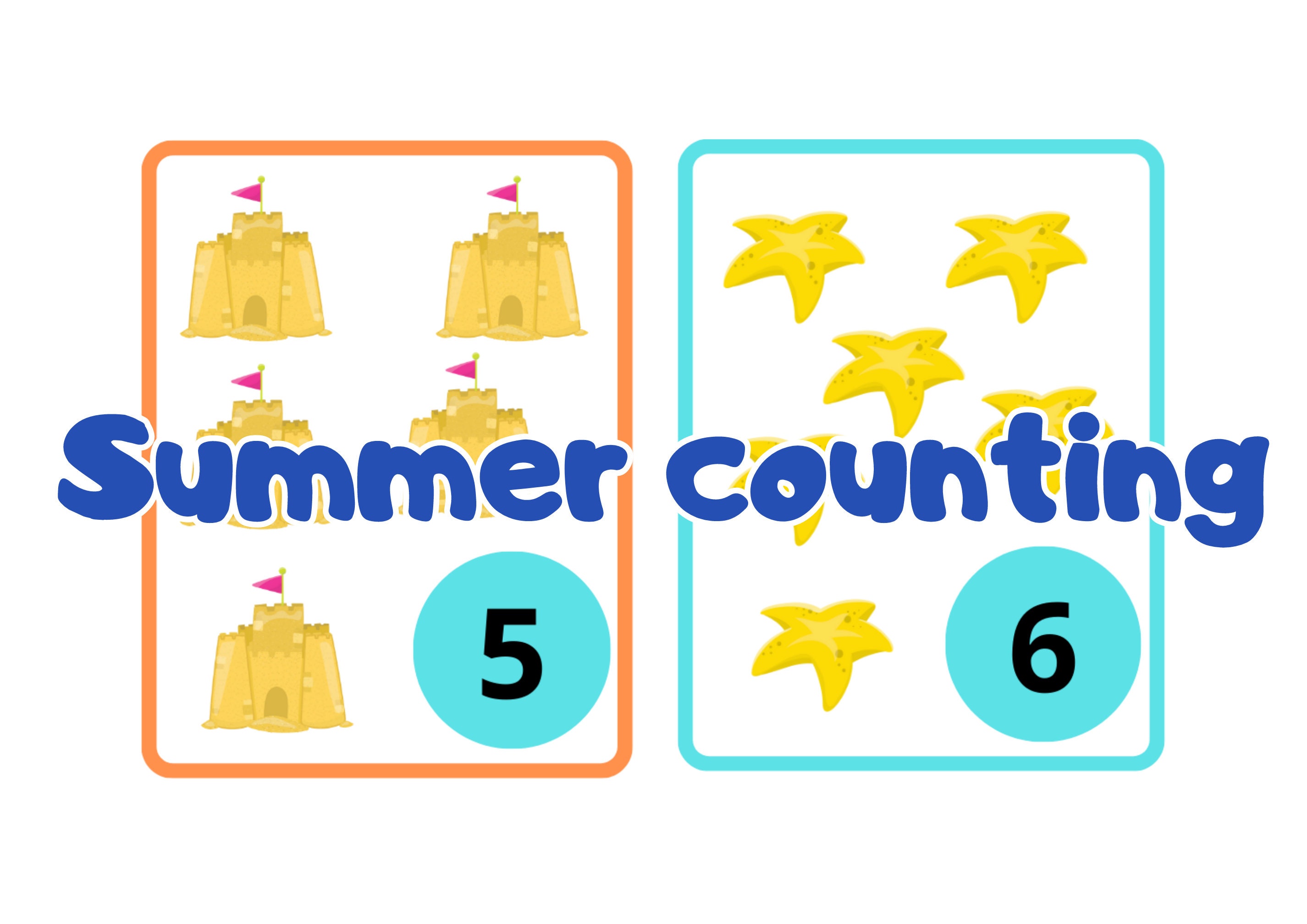 Summer Number Flash Cards, Printable Counting Cards Activity - Etsy