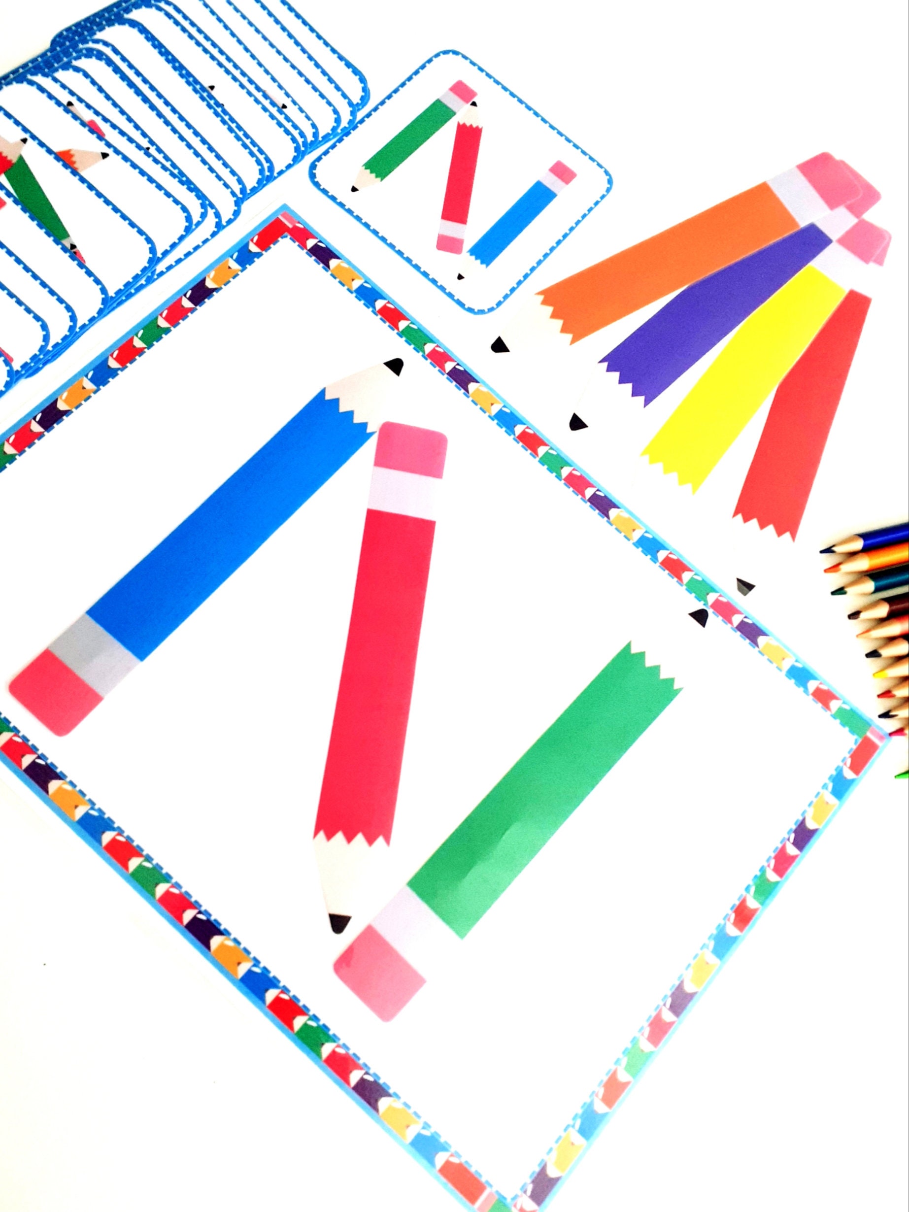 Pencil Pattern Activity Pattern Strips Color Matching Game - Etsy