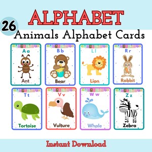 Animal Alphabet Flash Cards, ABC Flash Cards, Alphabet Matching Game ...