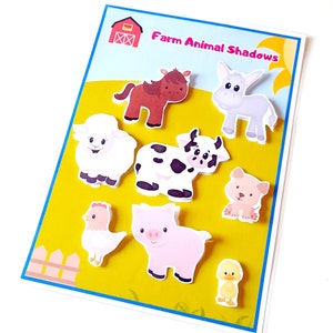 Farm Animal Shadows, Animal Matching Game, Farm Animal Matching ...
