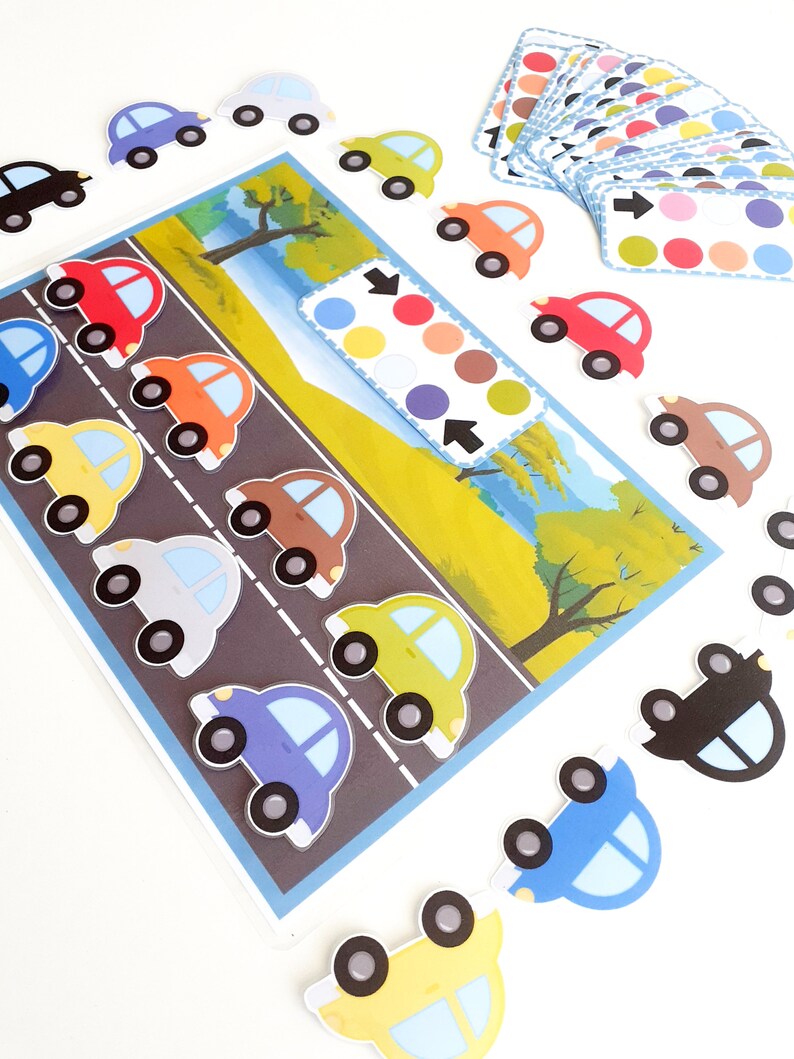 Car Pattern Activity Colors Matching and Fine Motor Skills - Etsy