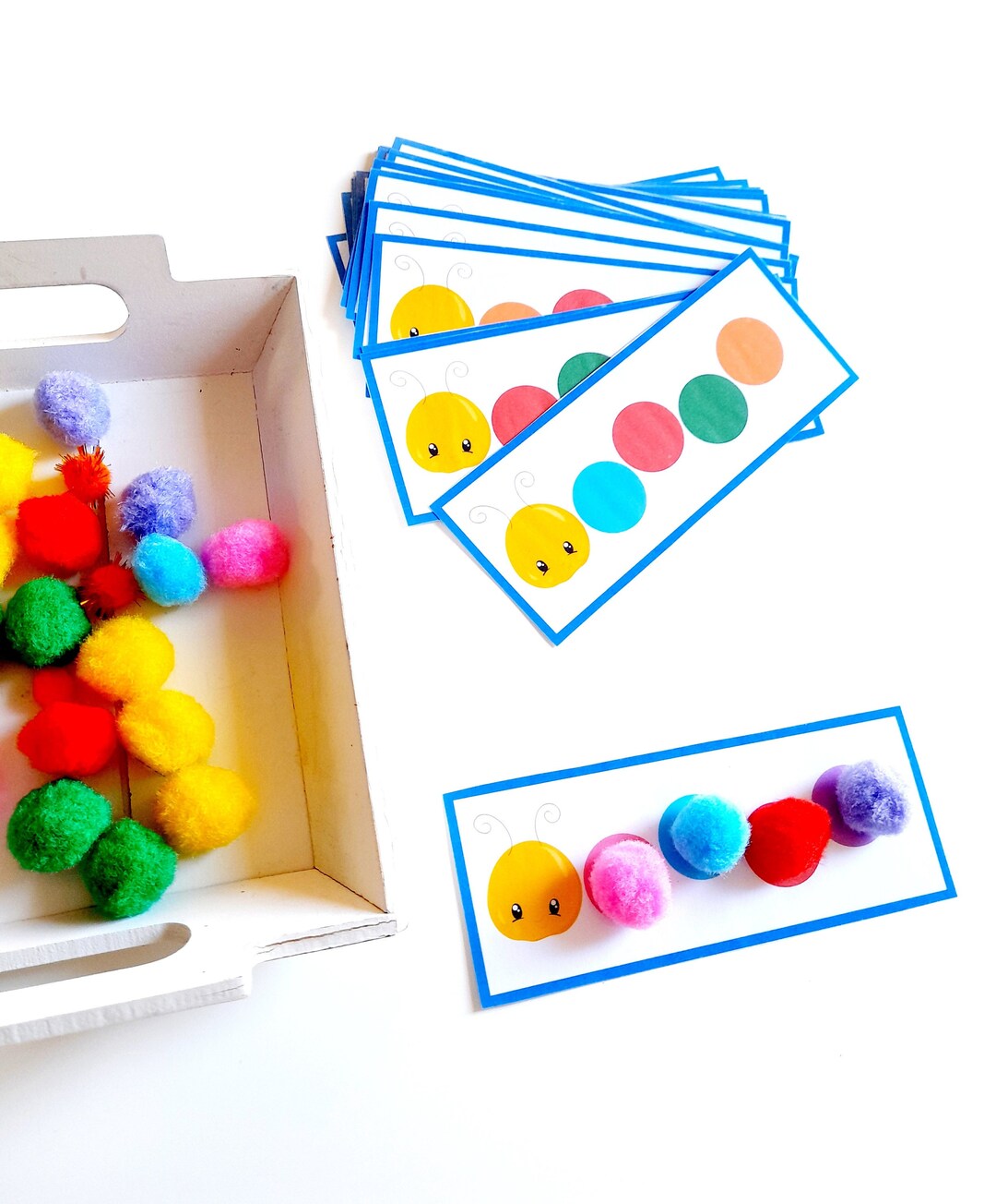 Color Activity With Pompoms and Fine Motor Skills Worksheet for ...