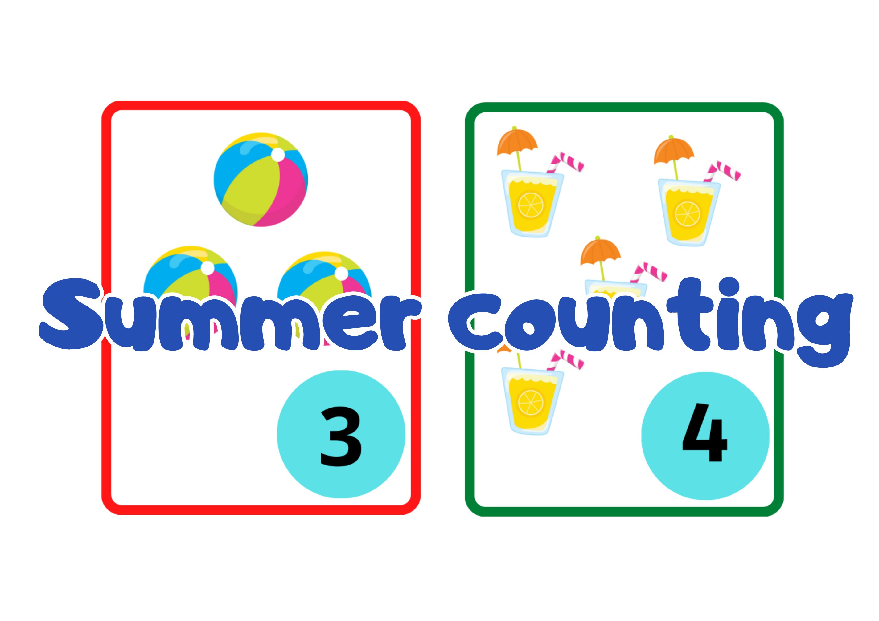 Summer Number Flash Cards, Printable Counting Cards Activity - Etsy