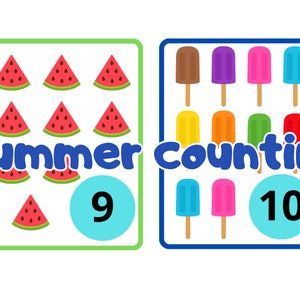 Summer Number Flash Cards, Printable Counting Cards Activity - Etsy