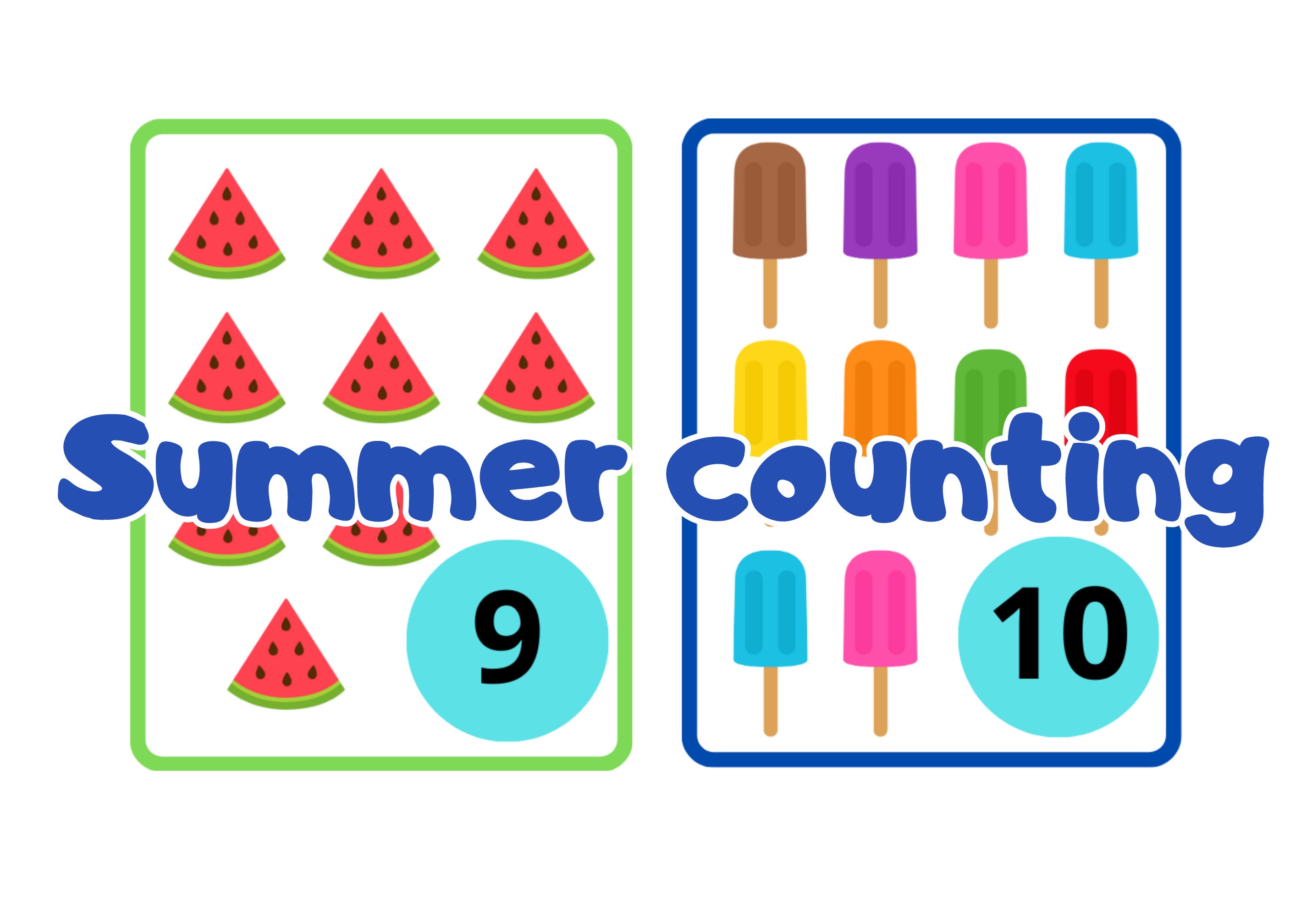 Summer Number Flash Cards, Printable Counting Cards Activity - Etsy