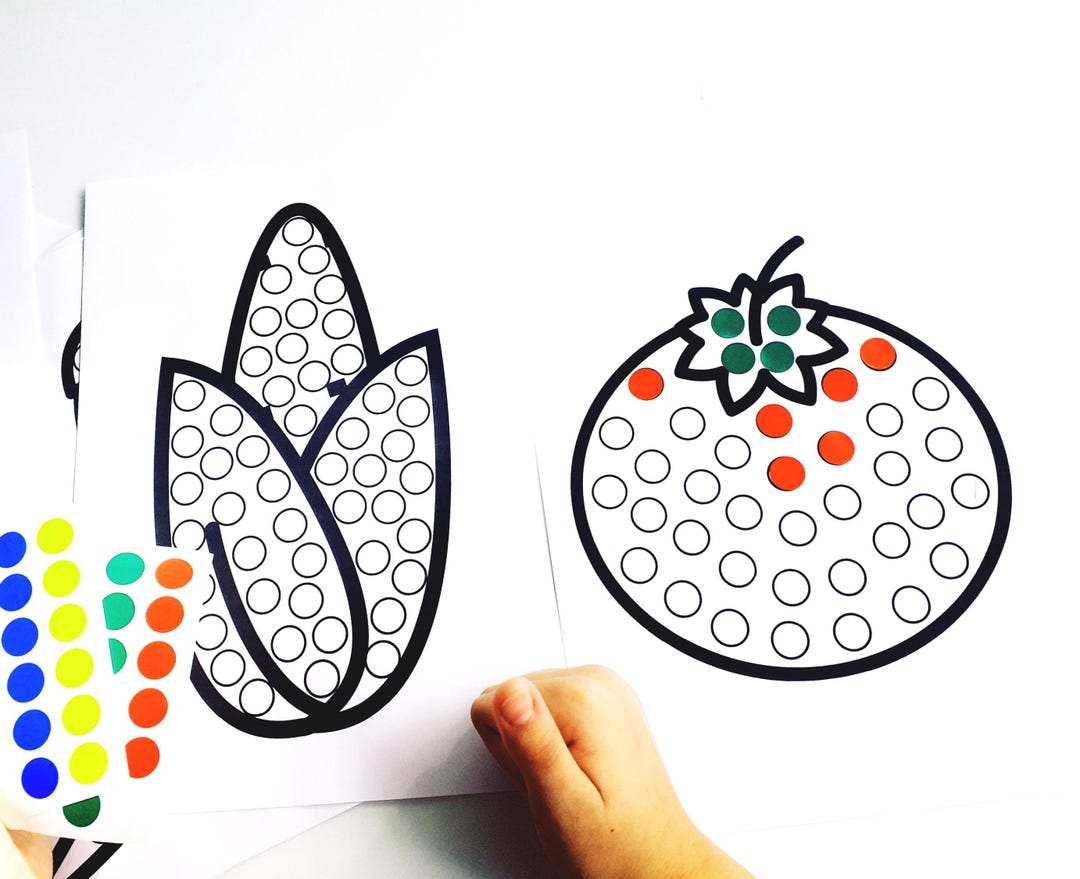 Vegetables Dot Sticker Activity and Fine Motor Skills. - Etsy