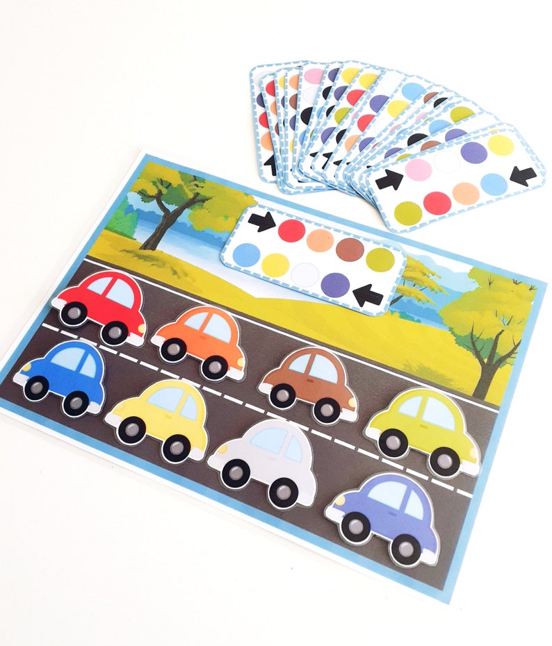 Car Pattern Activity Colors Matching and Fine Motor Skills - Etsy