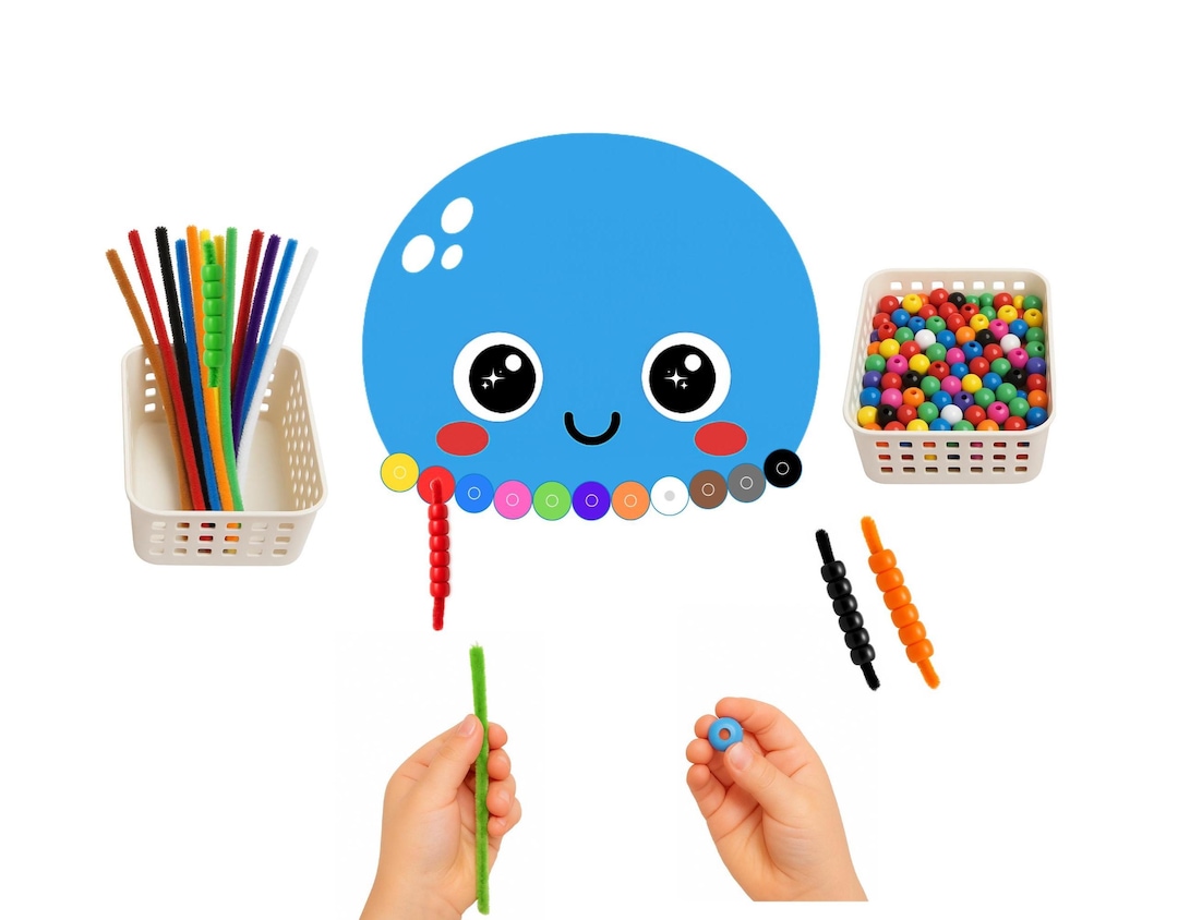 Color Sorting Octopus Activity– Fine Motor Skills Toy for Toddlers and ...