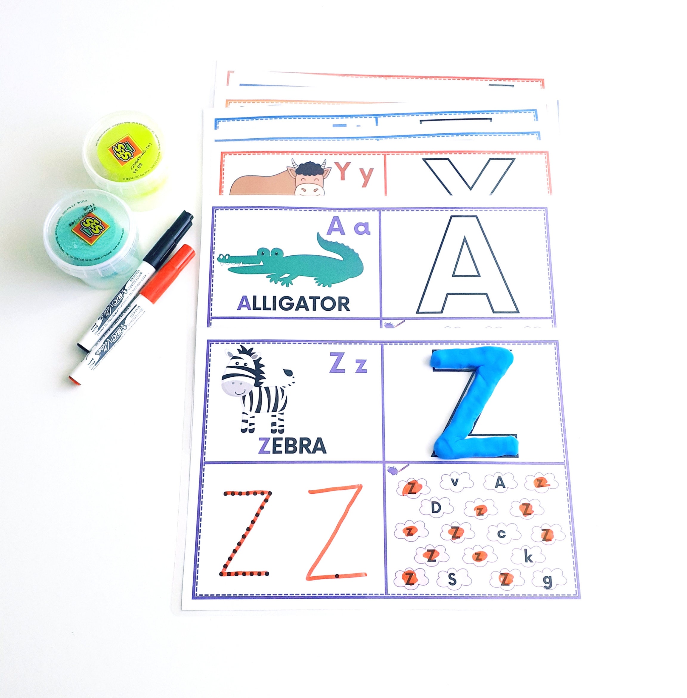 Preschool Printable Alphabet Play Dough Mats , ABC Tracing Practice for ...