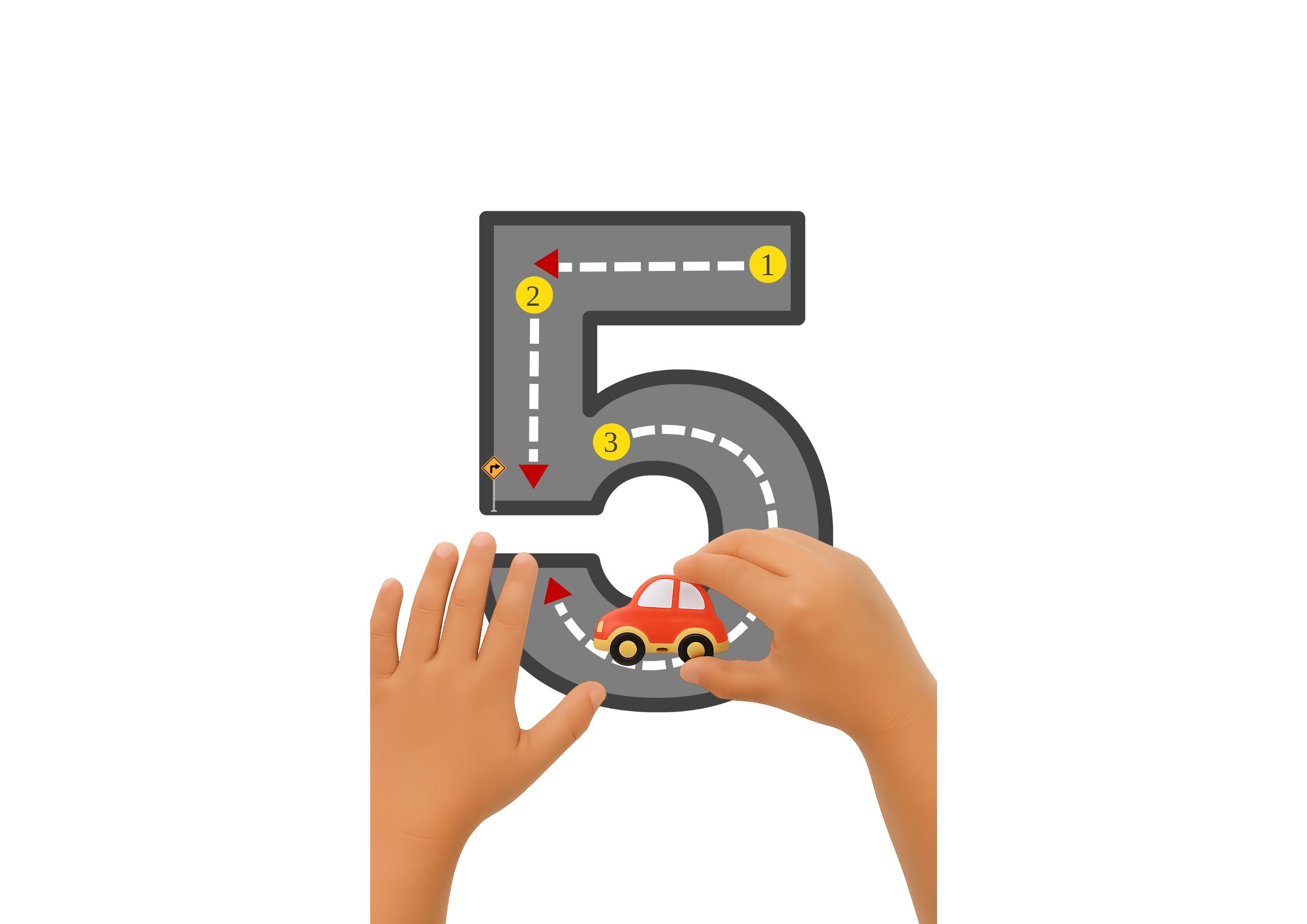Number Road Tracing Mats, 0–9 Printable Car Track Numbers, Fine Motor ...