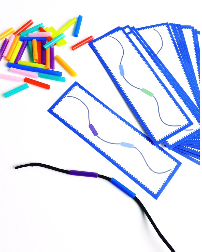 Straw Threading Repeating Pattern Activity and Fine Motor Skills for ...