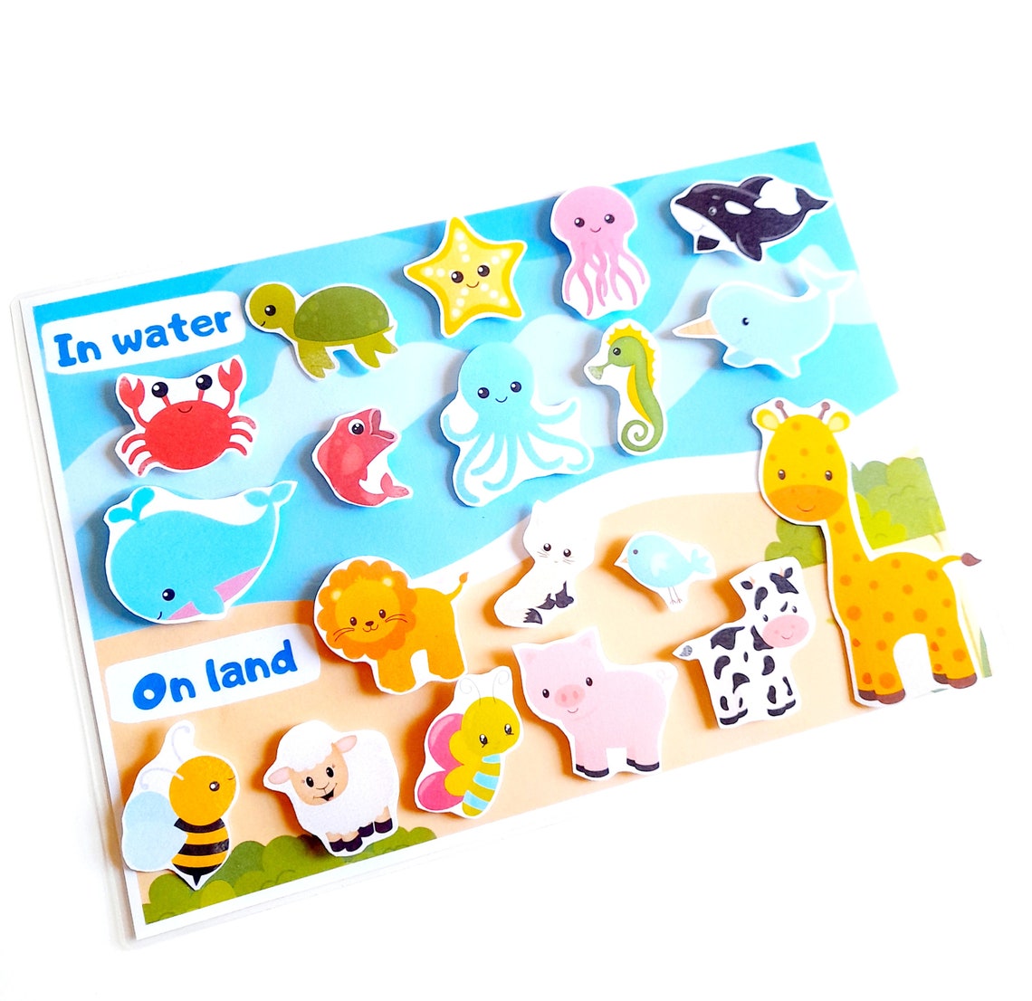 Sorting Land Animals and Water Animals for Toddlers and - Etsy