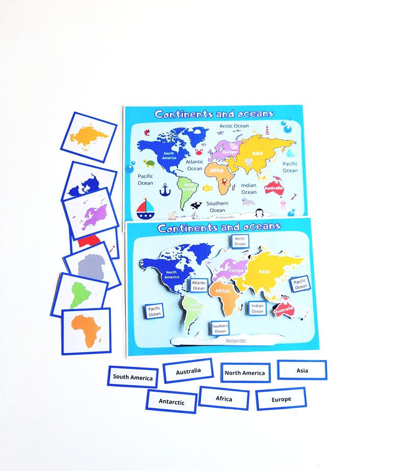 Continents and Oceans, Geography Worksheet, Printables Homeschool ...