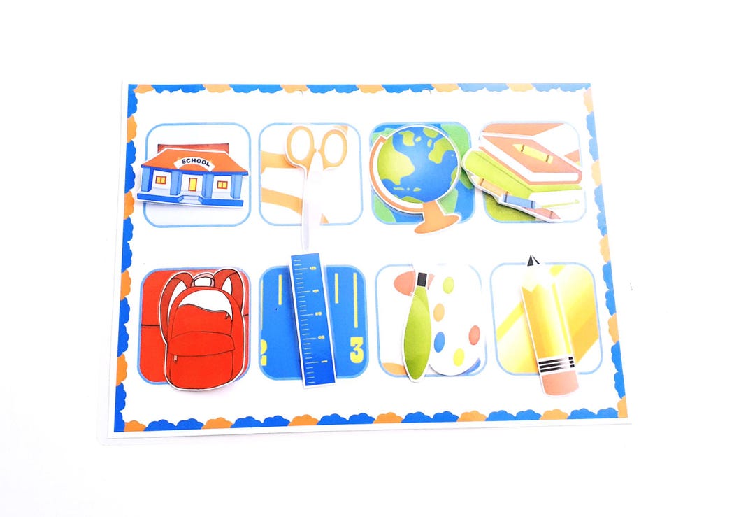 School Supplies Matching Game, Matching Game, Fine Motor Skills, Space ...