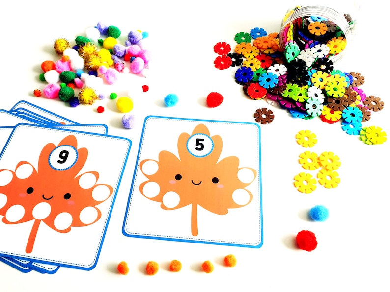Leaf Counting Activity Counting With Pompoms Fine Motor - Etsy