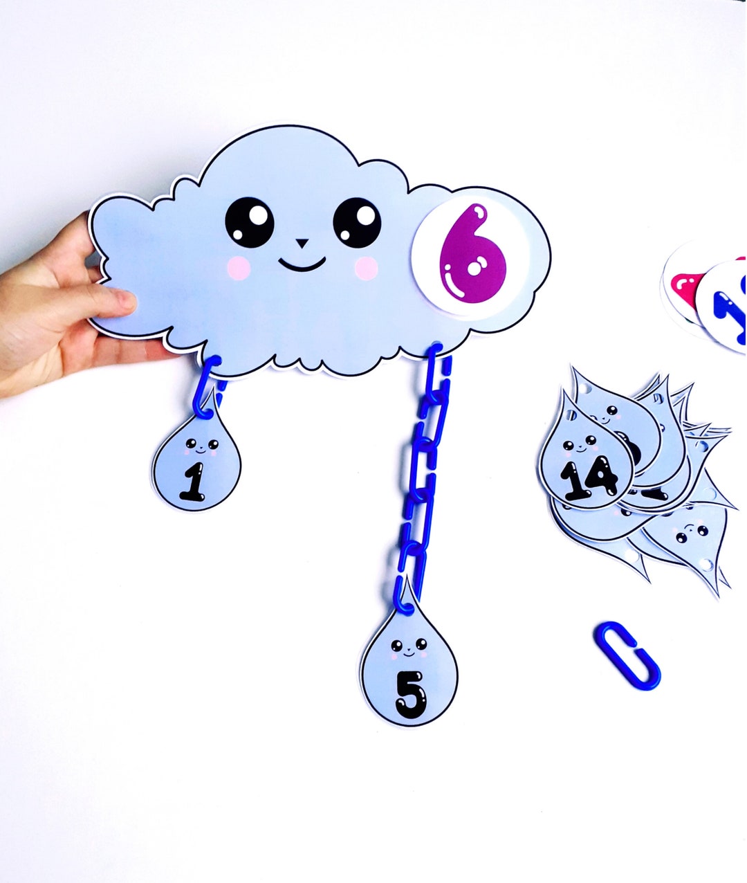 Rain Chains Counting Activity, Fine Motor Counting, Learn Numbers 1-20 ...