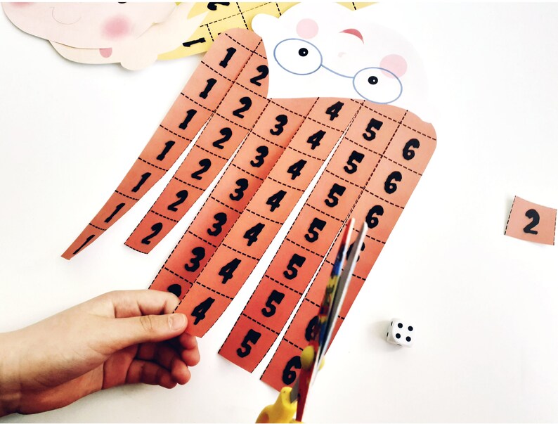 Hair Scissor Skills Activity, Learn Numbers, Cut Activity Worksheets ...
