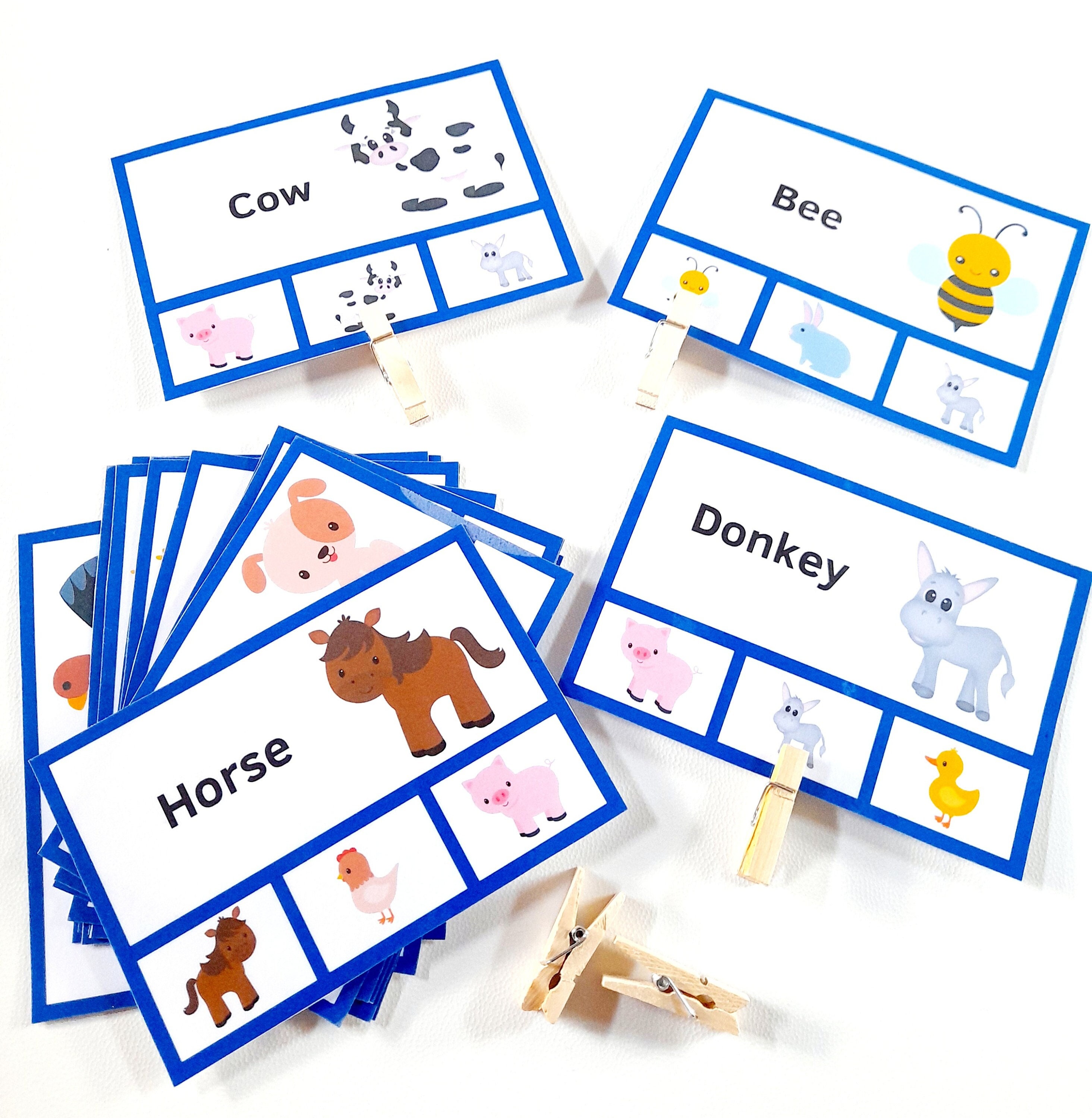 Matching Farm Animals Flash Cards Memory Game Printable - Etsy