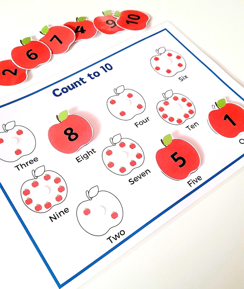 Learn to Count 1 to 10 With Apple - Etsy