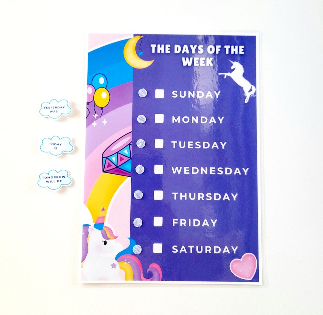 Calendar the Days of the Week, Unicorn Calendar, Printable Home School ...