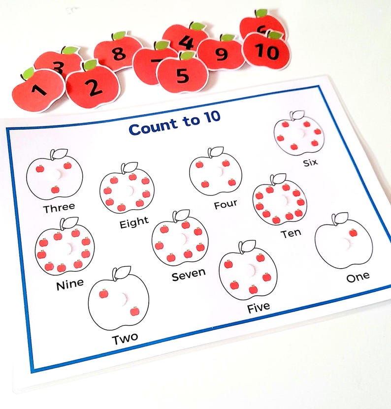 Learn to Count 1 to 10 With Apple - Etsy
