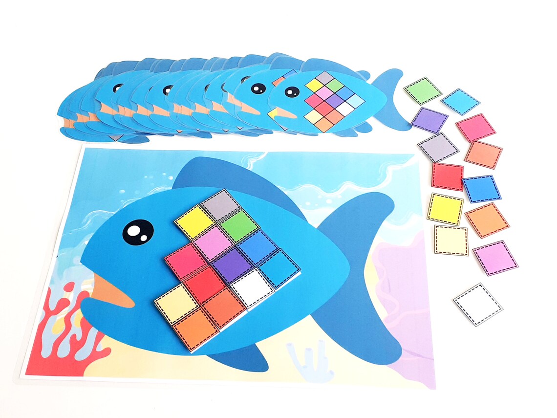 Fish Pattern Activity Pattern Strips Color Matching Game - Etsy