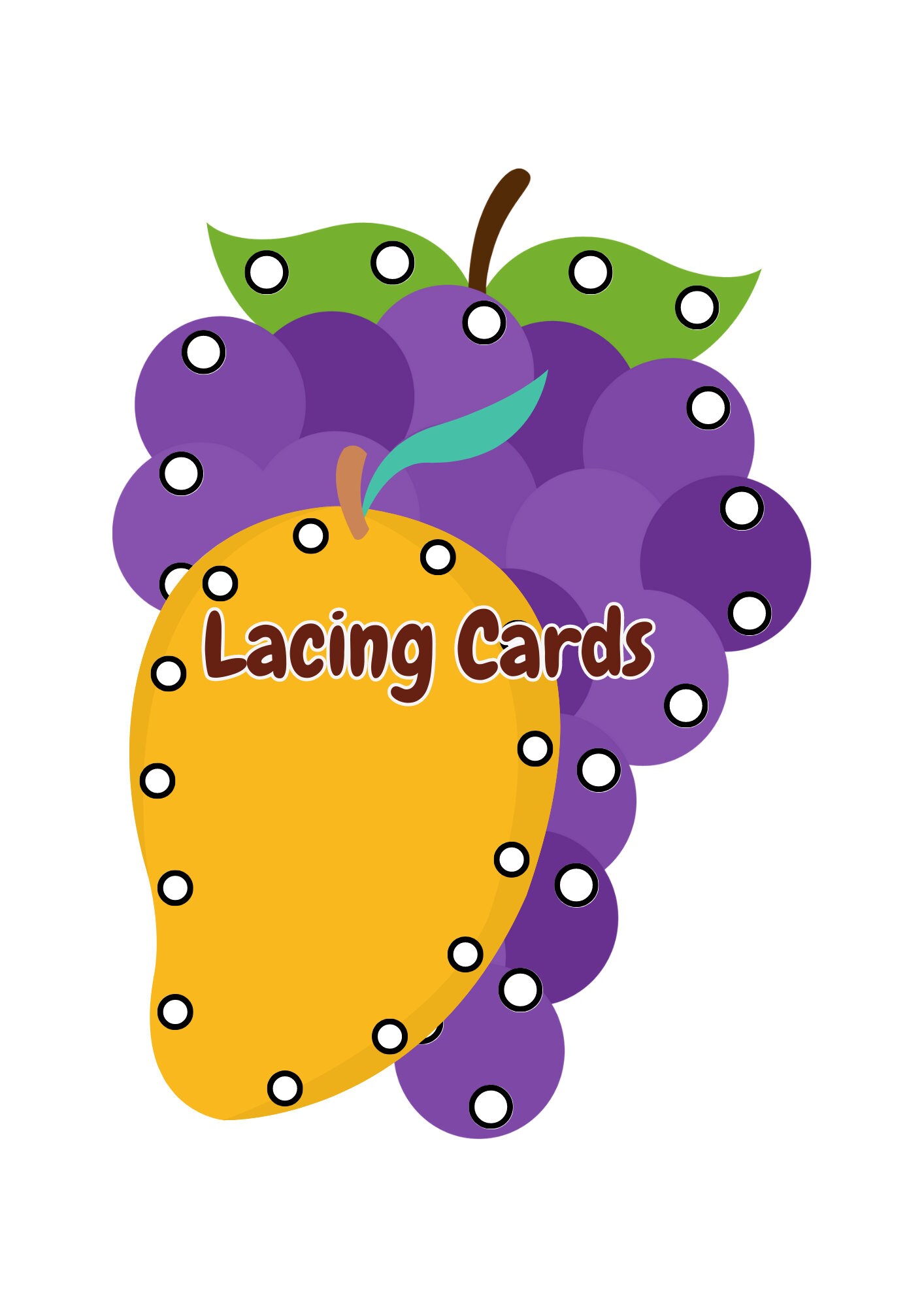 Fruits and Vegetables Lacing Activity, Toddler Lacing Practice, Preschool Fine Motor Skills ...