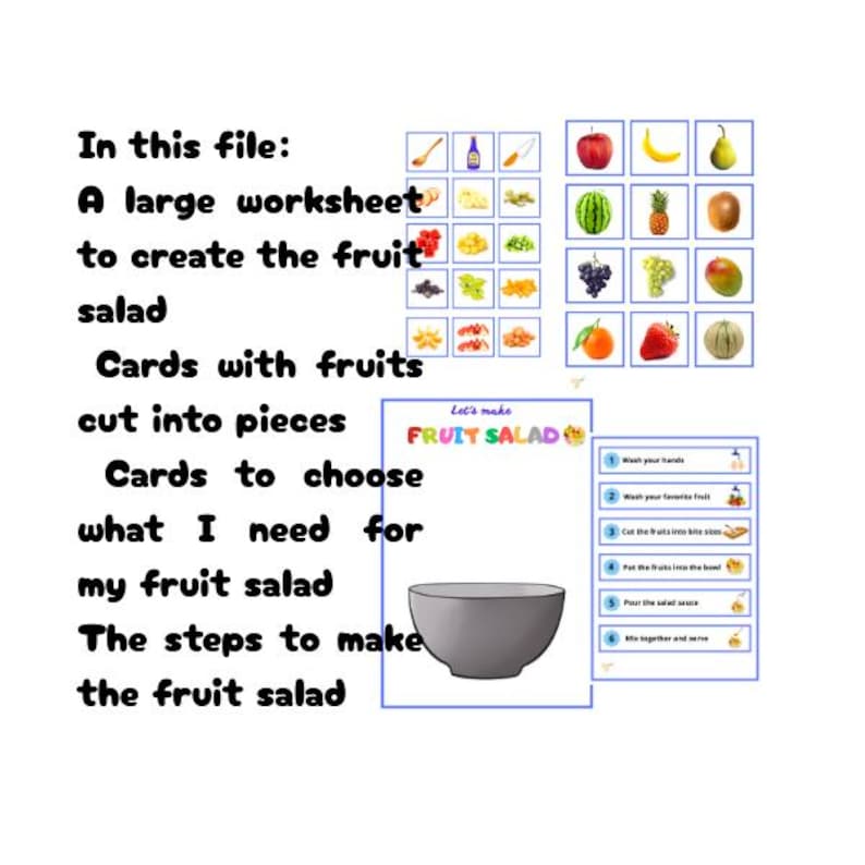My Fruit Salad – Printable Sequencing & Cutting Activity for Kids ...