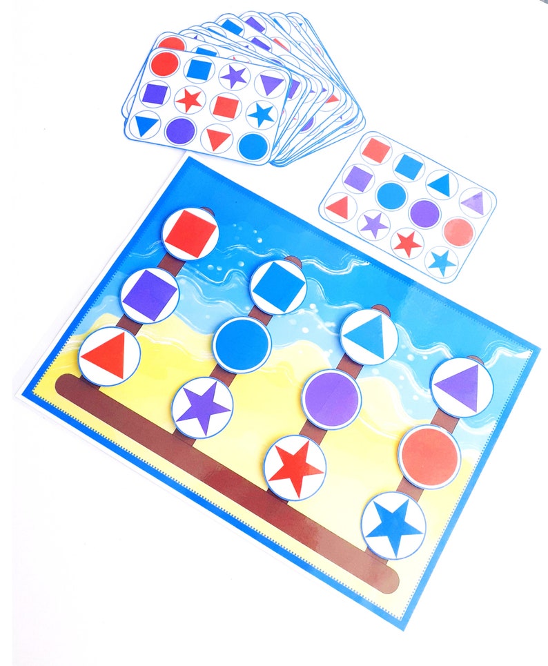 Printable Pattern Activity With Shapes, Shape Matching Game - Etsy