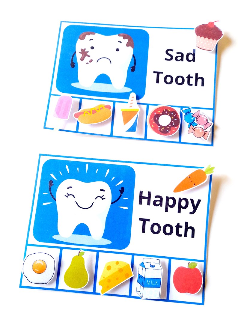 Sad and Happy Tooth, Dental Health Printable Worksheet for Toddlers ...
