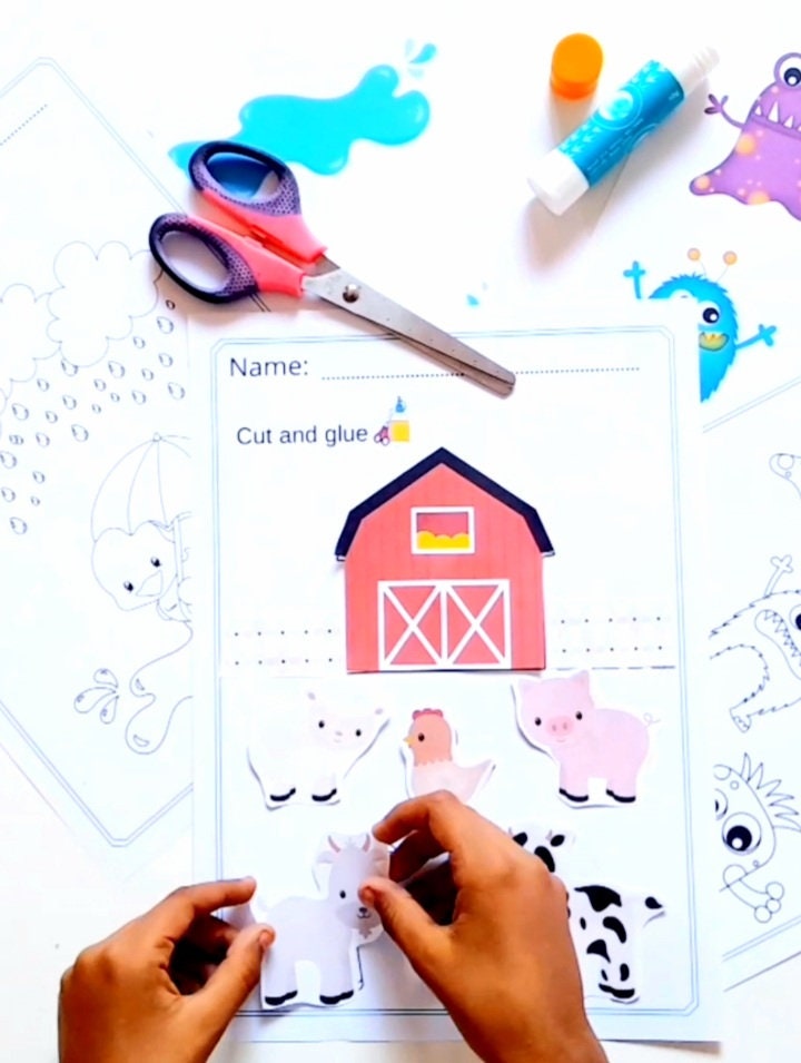 Cut and Glue Activity Worksheets for Toddlers - Etsy