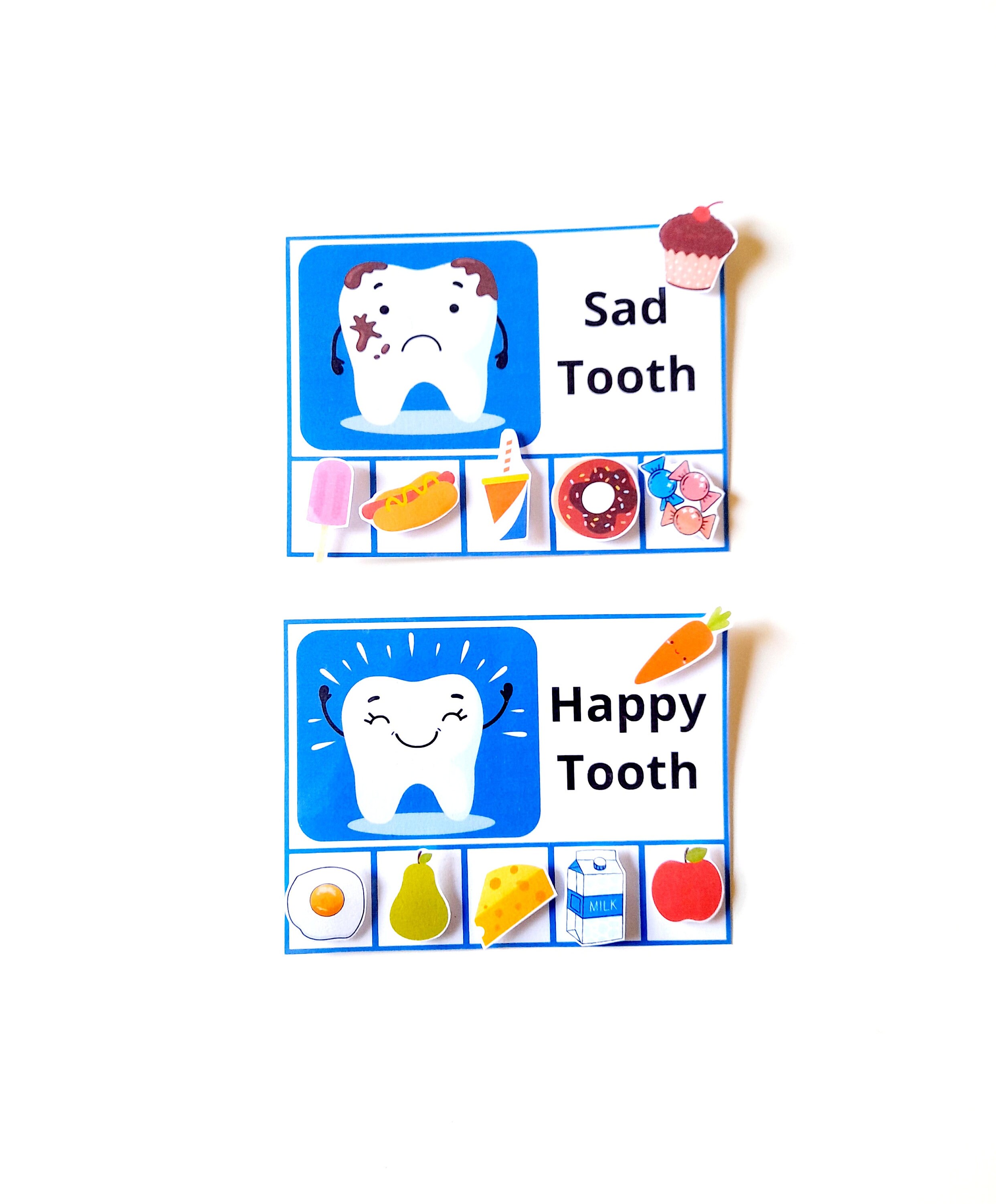 Sad and Happy Tooth, Dental Health Printable Worksheet for Toddlers ...