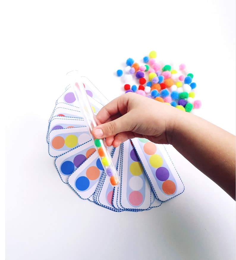 Color Activity With Pompoms Fine Motor Activities for - Etsy