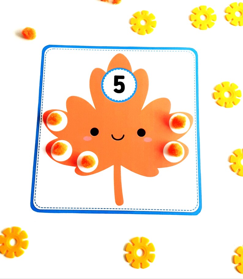 Leaf Counting Activity, Counting With Pompoms, Fine Motor Skills ...