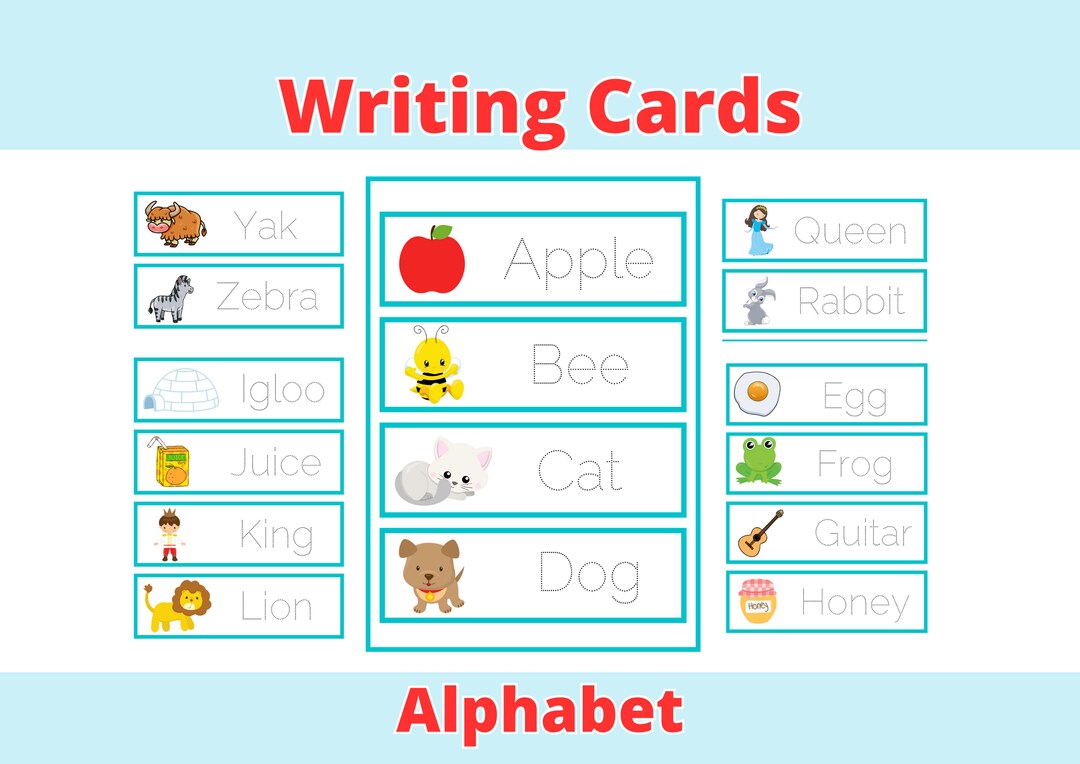 Printable Writing Cards , ABC Tracing Practice for Kids - Etsy