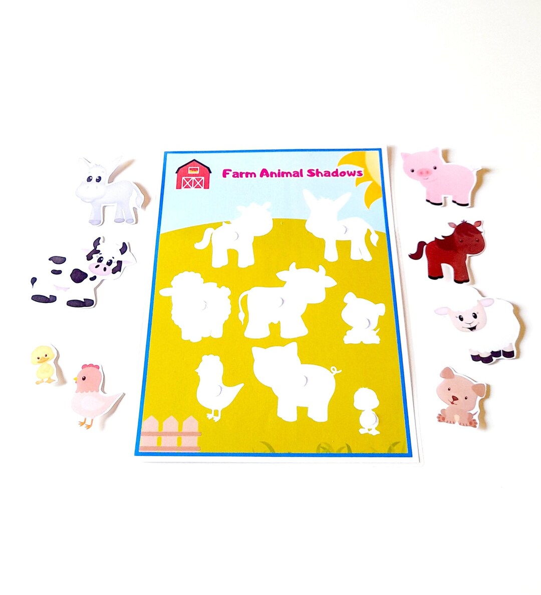 Farm Animal Shadows, Animal Matching Game, Farm Animal Matching ...