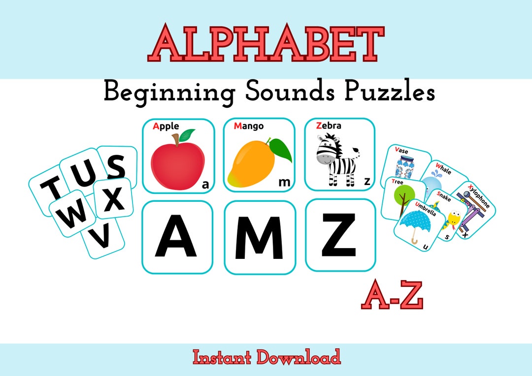 Alphabet Matching Cards, Beginning Sounds Puzzles, Alphabet Matching ...