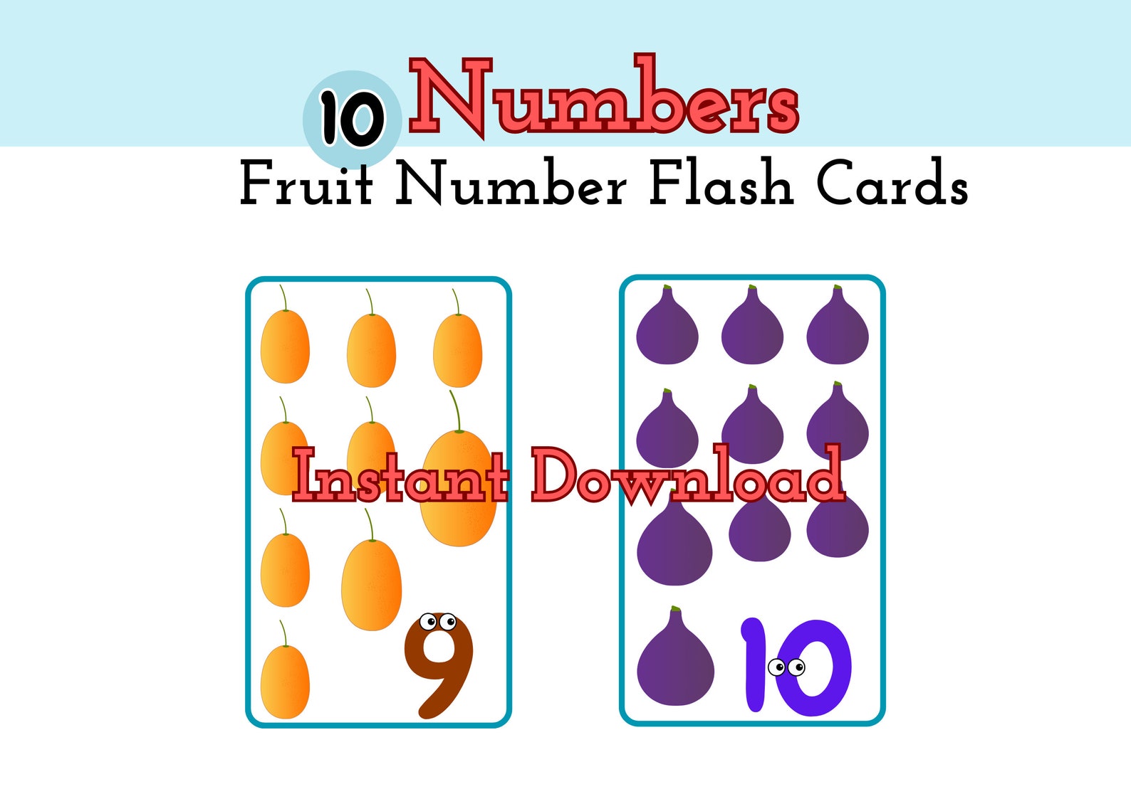 Fruit Number Flash Cards, Printable, Number Matching Game, Learning ...