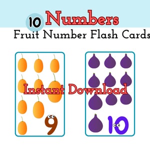 Fruit Number Flash Cards, Printable, Number Matching Game, Learning ...